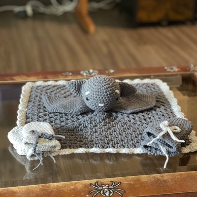 Crochet PATTERN Baby Bat Security Blanket Comforter Gift Baby Shower ...