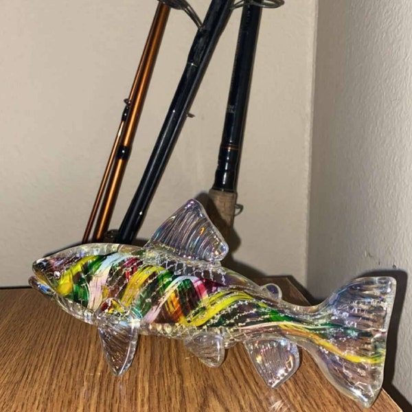 Memorial Glass Trout/salmon Sculpture: Cremation Ashes Pet Keepsake - Etsy