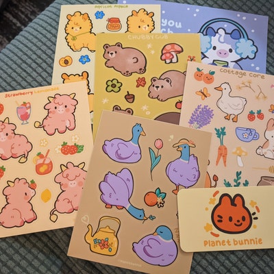 Strawberry Lemonade Cow Cute Highland Cow Sticker Sheet - Etsy