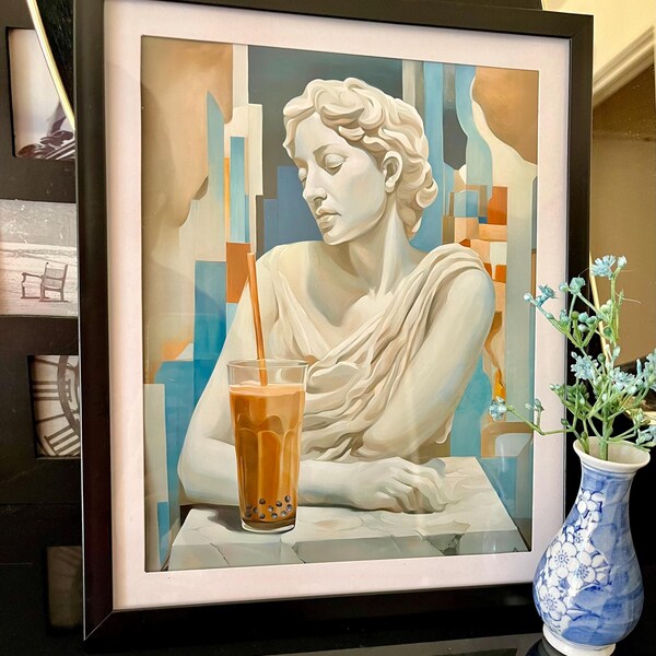 Panama Pollera Colorful Geometric Abstract Painting Print, White Dance ...