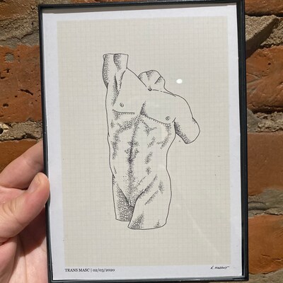Transgender Art Print Trans Masc Nude Line Art Illustration Perfect