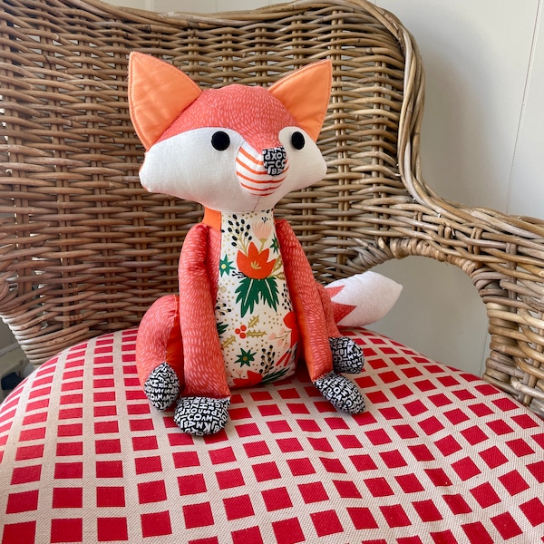 Fox Softie PDF Sewing Pattern, Francie the Fox Stuffed Animal Pattern, Patchwork Fox Pattern - Etsy