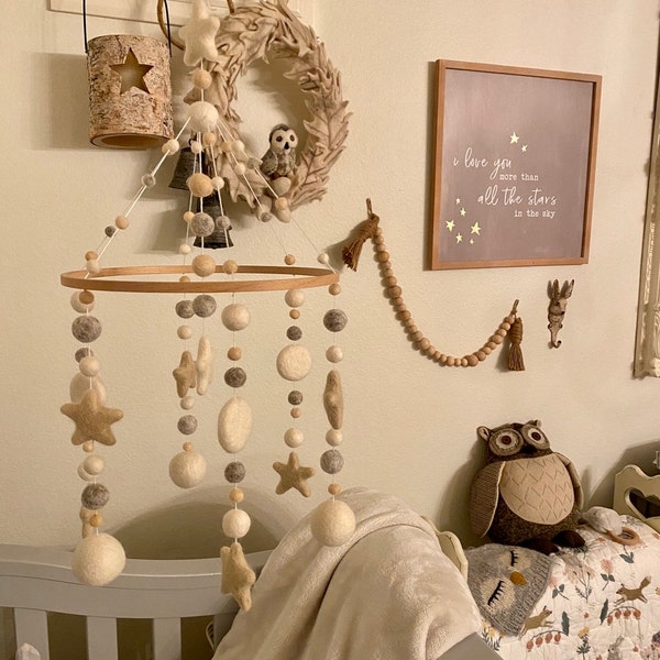 Neutral & Natural Baby Mobile, Nursery Mobile, Cot Mobile Boy, White ...