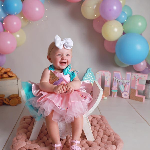 Candy Pink Melted Ice Cream Candy Land Whimsical Birthday Romper, Candy ...