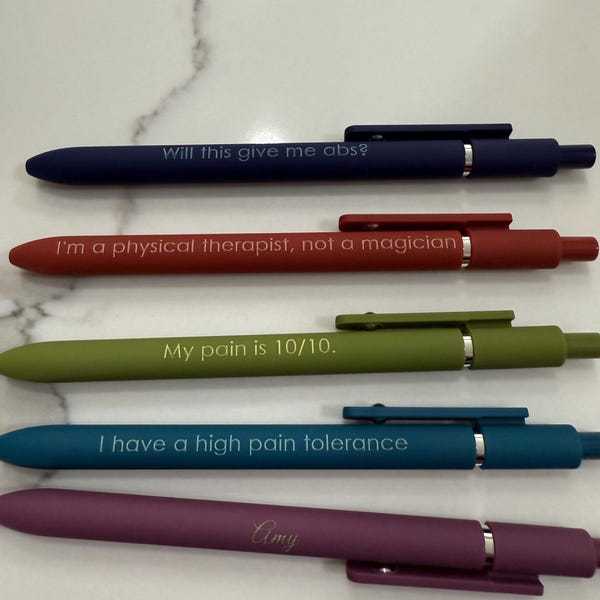 Physical Therapist Personalized Pens｜5 Custom Laser Engraved Soft Touch ...