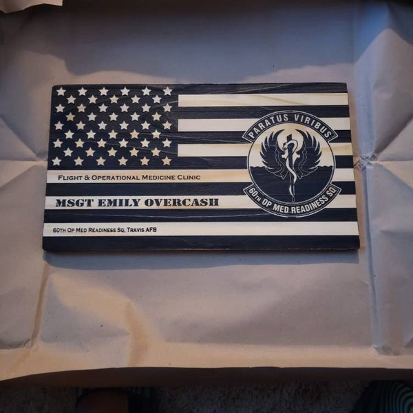 Stained American Flag Plaque - ETS Gift - PCS Gift - Army - Navy ...