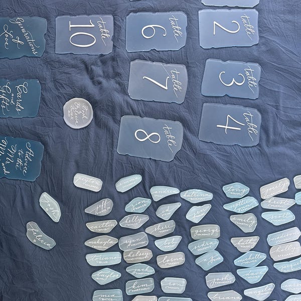 Sea Glass Table Signs With Acrylic Stands - Etsy
