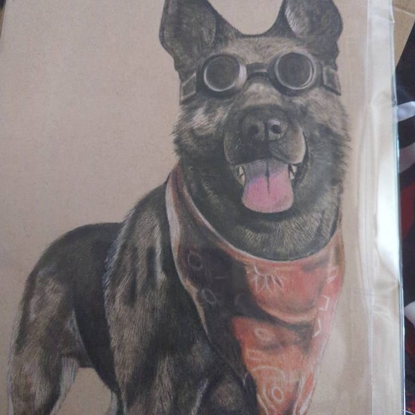 Fallout 4 Dogmeat Charcoal Drawing PRINT - Etsy