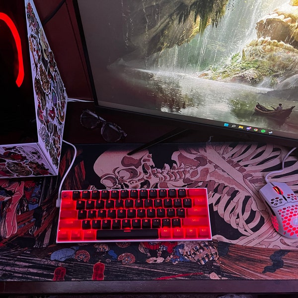 Red & Black Keycap Set 104 Pc W/ Free Custom Keycap Backlit Doubleshot ...