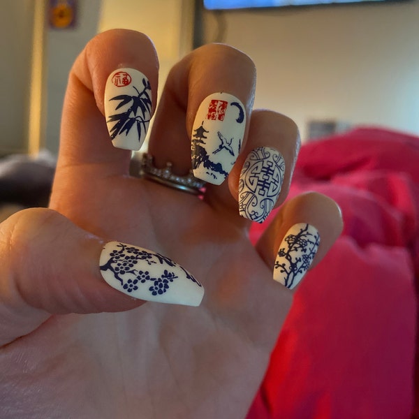 Chinese Porcelain Nails, Fake Nails, Press on Nails. Chinese Tea Pot ...