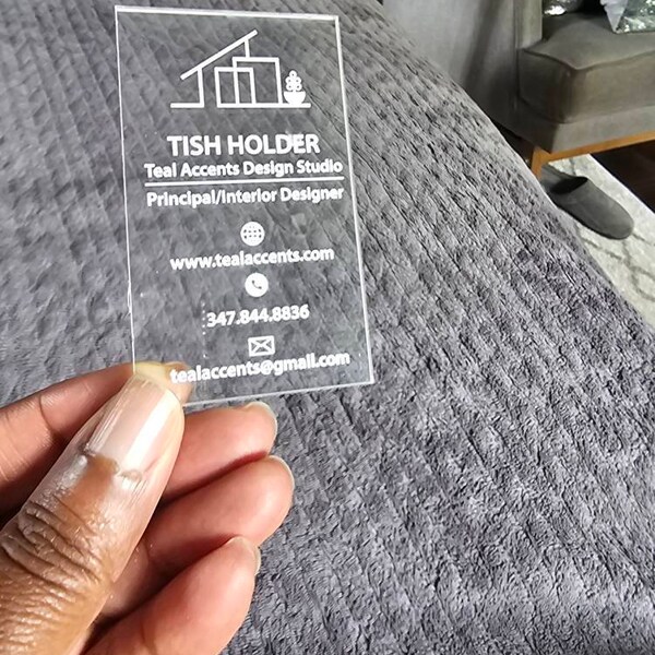 Personalized Clear Acrylic Laser Cut Business Card, Custom Clear ...