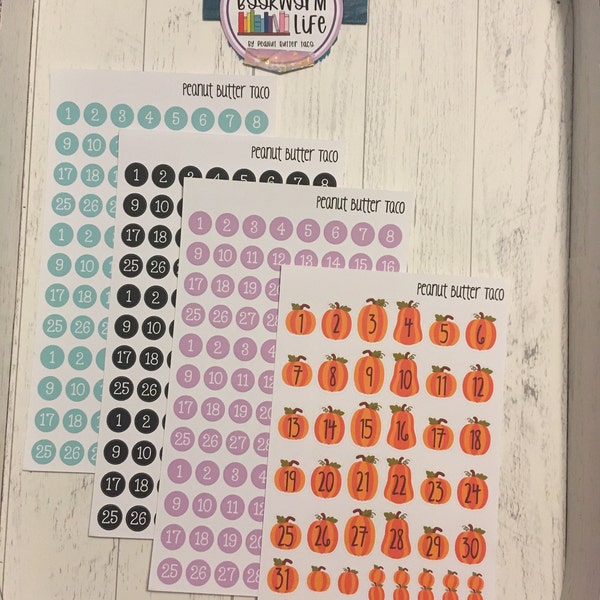 Color Choice - Tiny Date Stickers - Countdown Stickers - Small Number ...