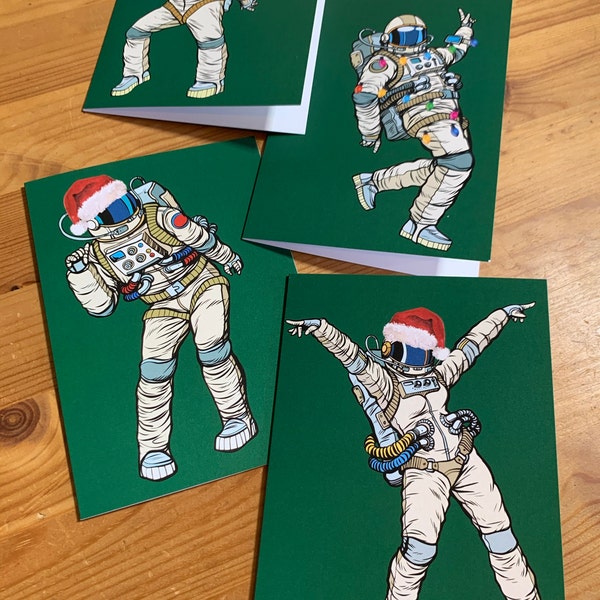 Dancing Astronaut Christmas Cards 24 Pack of Holiday Stationery With ...