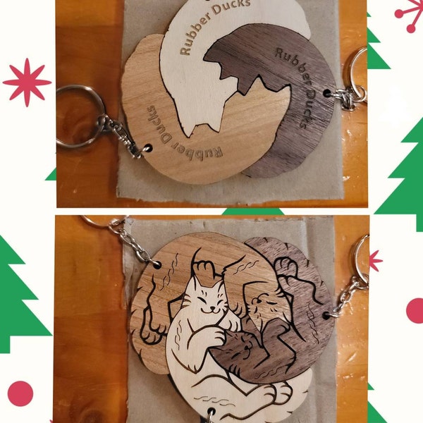 Interlocking Cat Trio Keychains - Family, Friendship, Poly Relationship ...