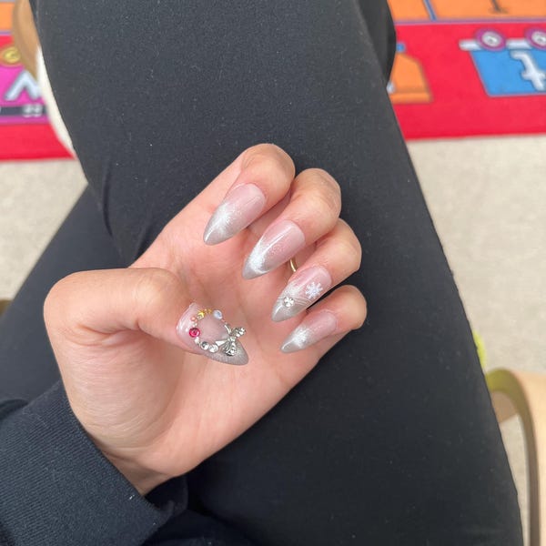 Green Cat Eye Nails, Emerald Green Jade Cat Eye Nails, Luxury Press-on ...