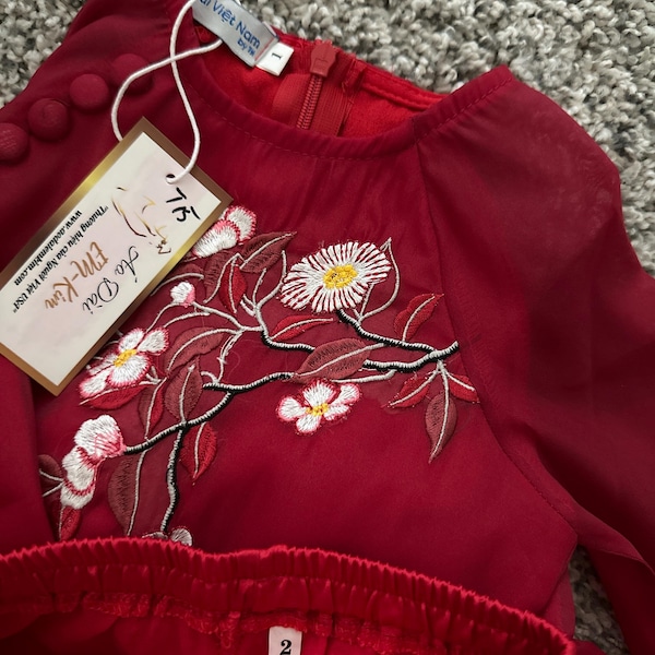 Family Lotus Embroidery Matching Ao Dai, Ao Dai Vietnam, Kids, Ao Dai ...