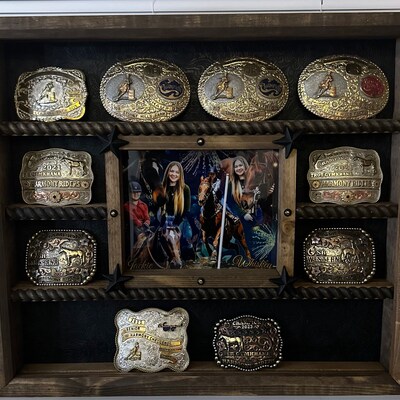 Belt Buckle Display Case With 8x10 Picture Frame Trophy Display Case ...
