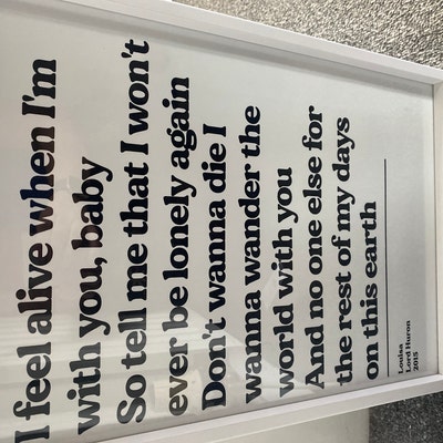 Custom Song Lyric Print Music Poster Wall Art A5 A4 A3 Typographic ...