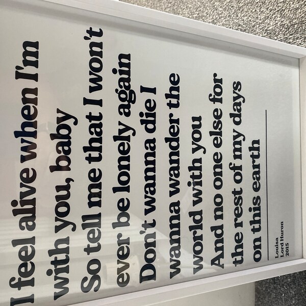 Custom Song Lyric Print | Music Poster | Wall Art | A5 A4 A3 ...