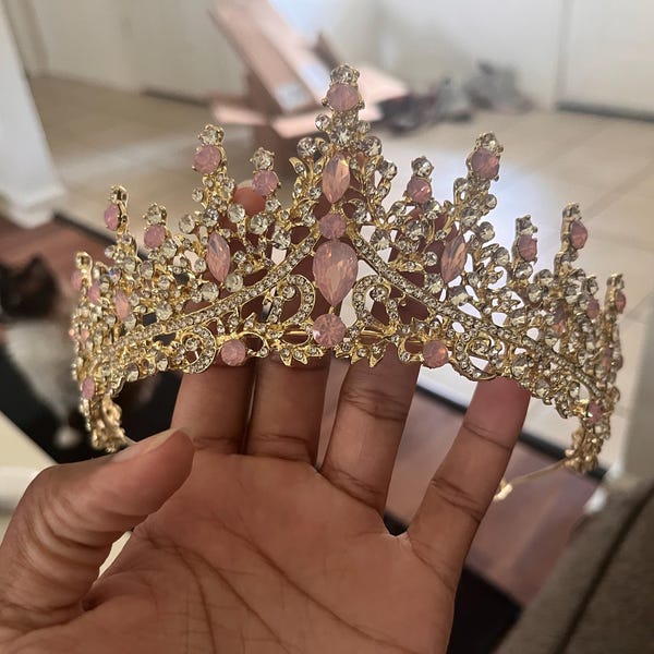 Pink Tiara Crown for Women, Wedding Tiara for Bride Queen Crown, Royal ...