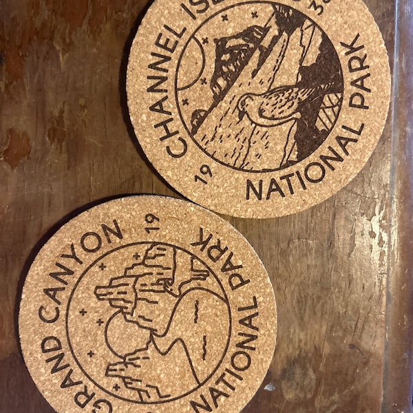 Engraved National Parks Cork Coaster Set - Pick Any 4, Personalized - Etsy