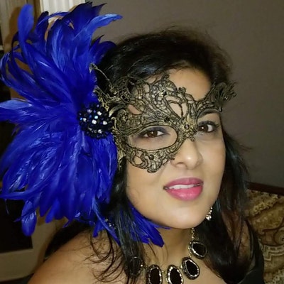 Royal Blue Mask Lace Mask Halloween Masquerade - Etsy