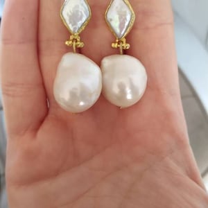 Natural Freshwater Baroque Pearl Drop Earring Large White - Etsy