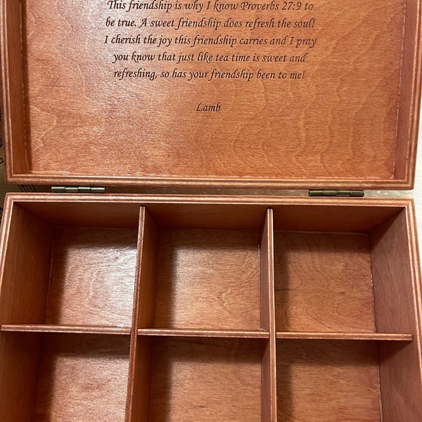 Monogrammed Wooden Tea Box, Meditation Tea Time, Personalized Wooden ...