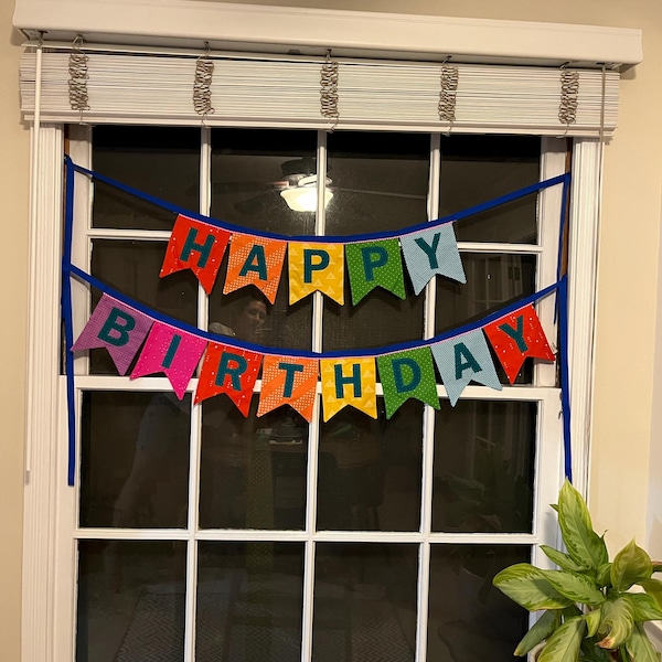 Made to Order Farmhouse Fabric Birthday Banner: Rainbow Party Garland ...