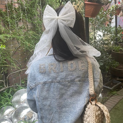 Personalised Bride Pearl Denim Jacket Embellished Jean Jacket Coat ...