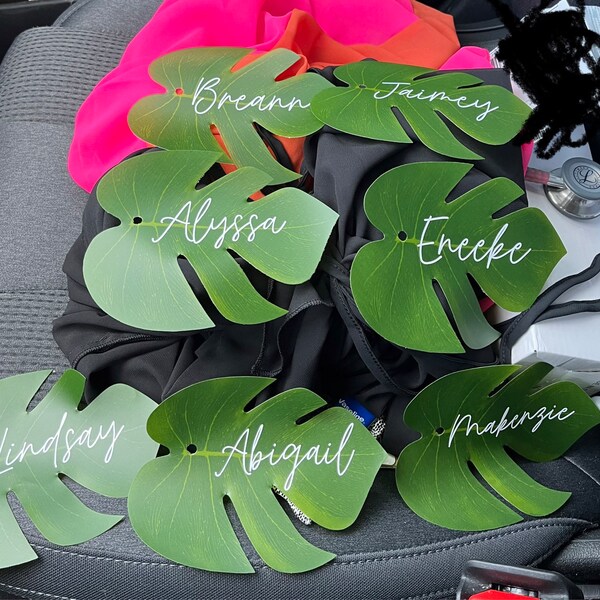 Palm Leaf Name Tag- Monstera Name Tag for Bags, Tropical Bachelorette ...