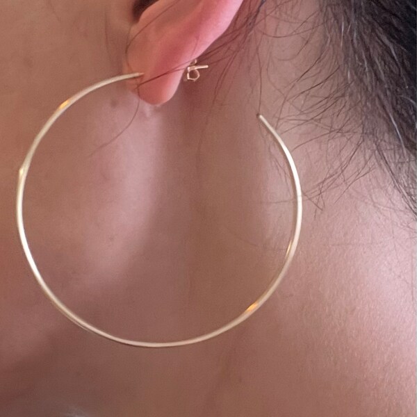 Large Skinny Gold Hoops, 2.25 Inch Hoops, Simple Minimalist Hoops, 2mm ...