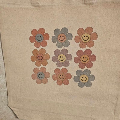 Colorful Flowers Svg Png, Flower Design Tote Bag Svg Png, Retro Flowers ...