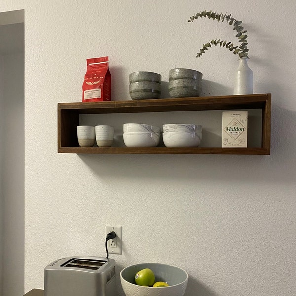 Floating Walnut Rectangular Box Shelf Solid Wood Modern Hidden Mount - Etsy