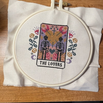 DIGITAL PATTERN the Lovers Tarot Card Modern Cross Stitch Moon Stars ...