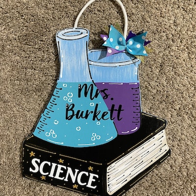 Personalized SCIENCE TEACHER SIGN Class Classroom Name Room Door Plaque ...