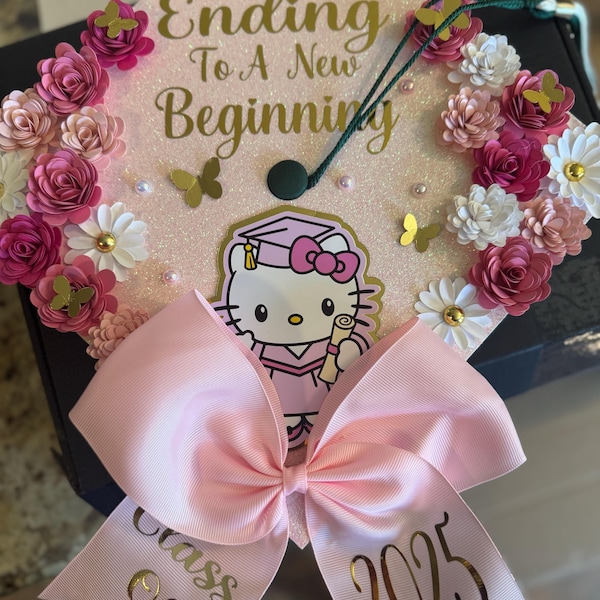 Pink Girly Graduation Cap Topper Class of 2026 - Etsy