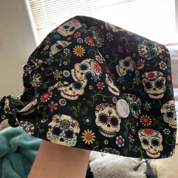 Dentist Surgical Scrub Cap Hat With Buttons, Tooth Print Surgical Scrub ...