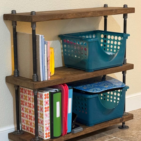 Steampunk Book Shelf, Industrial Bookcase, Wooden Book Case, Wooden ...