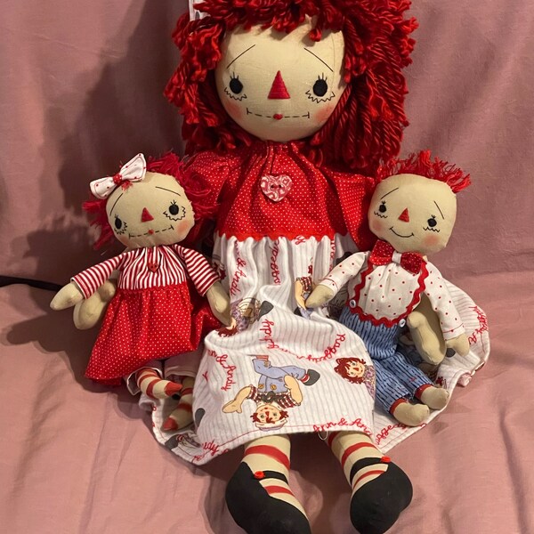 Primitive, Folk Art, Handmade, Original, Rag Doll, Raggedy Annie Doll ...