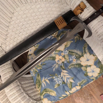 Big Falcata Sword With Straight Handle, Long Kukri Machete Handmade in ...