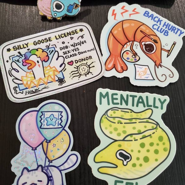 Silly Goose License Holographic Waterproof Sticker Cute Clown Circus ...