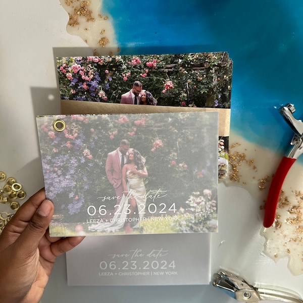 Vellum Wedding Save the Dates, Printed Vellum Overlays, Vellum Overlay ...