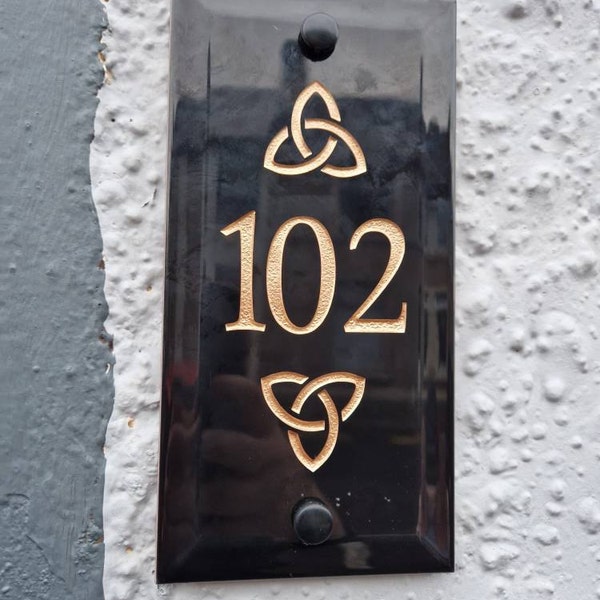 Engraved Emerald Green Ceramic Wall Tile Address Sign Irish Handmade ...