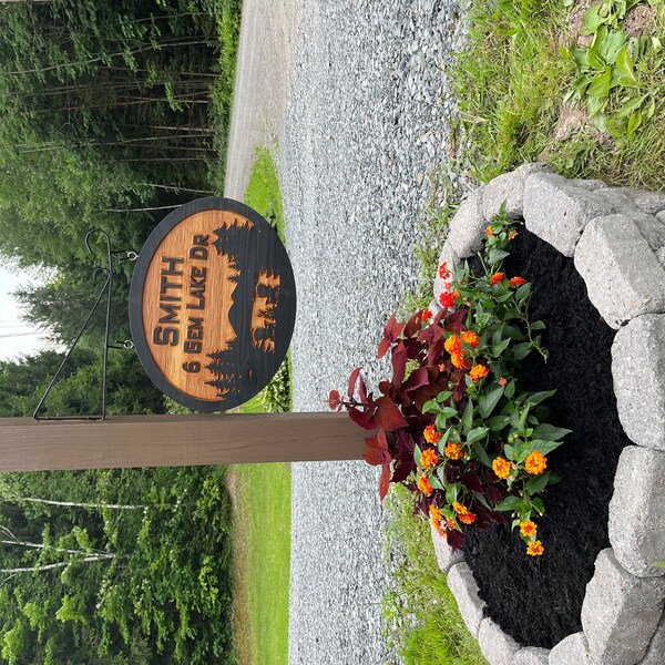 Rustic Cedar Driveway Address Sign for Estates Residential Exterior ...