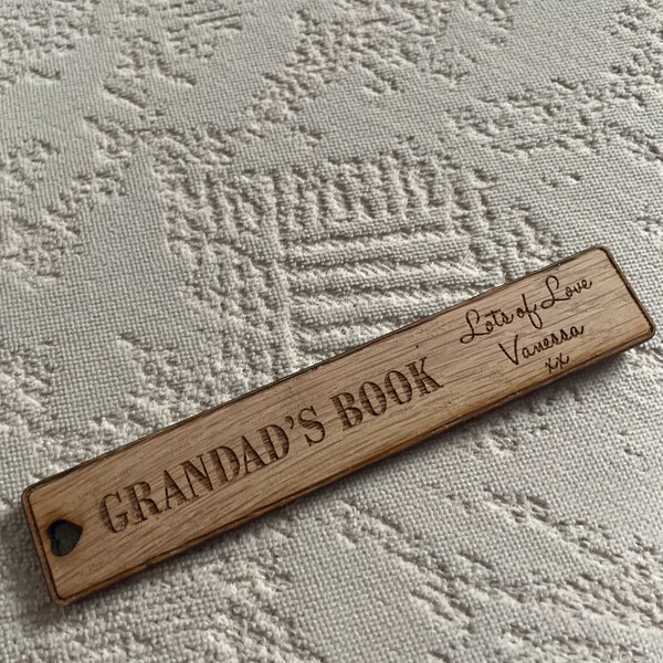 Personalised Grandad's Bookmark Oak Wooden Laser Engraved Bookmarker ...