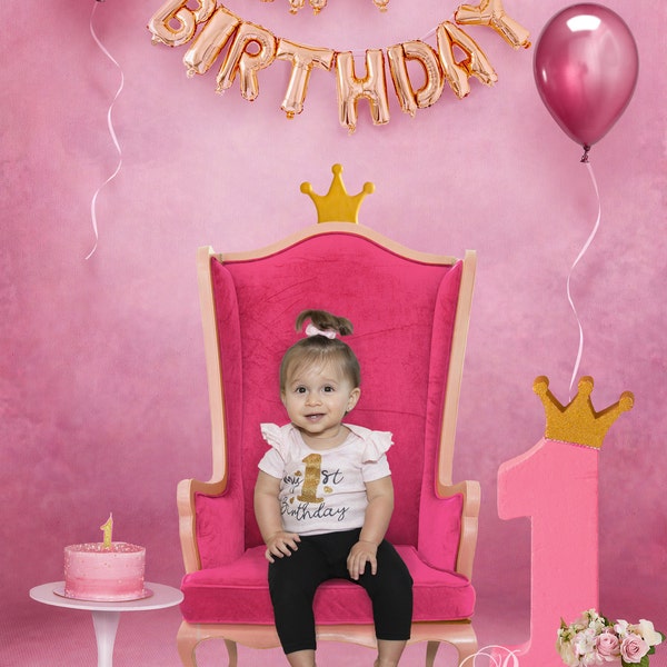 Digital First Birthday Backdrop Background One Year Birthday Background ...