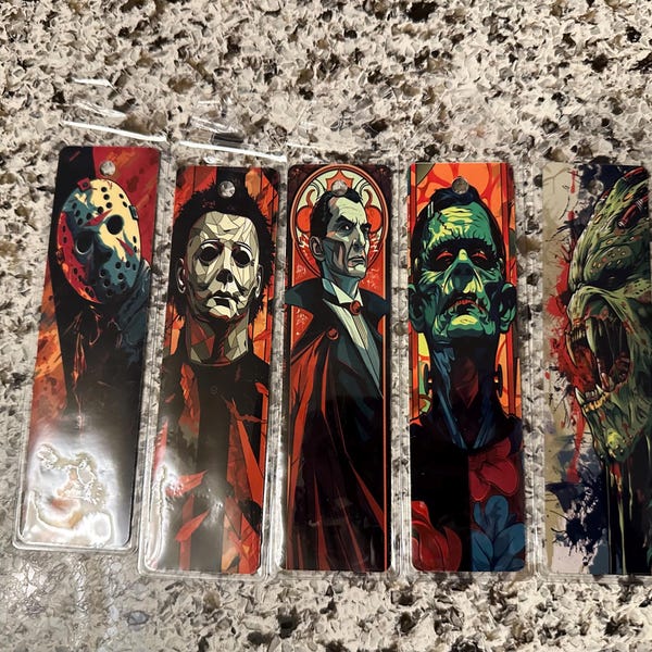 50 Horror Arts Printable Bookmarks, Horror Arts Digital Bookmark Sheets ...