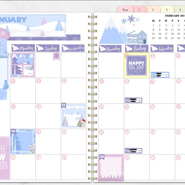 February Digital Stickers, 500+ Digital February Sticker Set ...