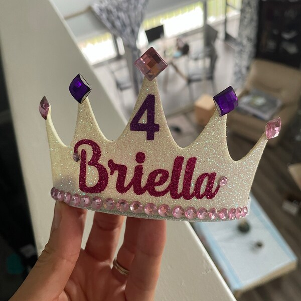 Birthday Custom Crown, Personalized Birthday Crown Headband , Glitter ...